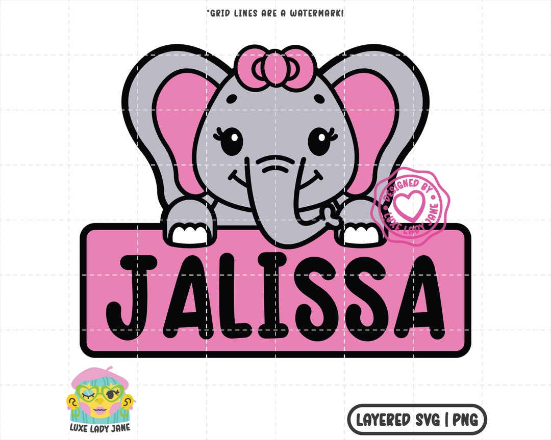 Cute Baby Girl Elephant Name Plate Layered SVG PNG Baby - Etsy