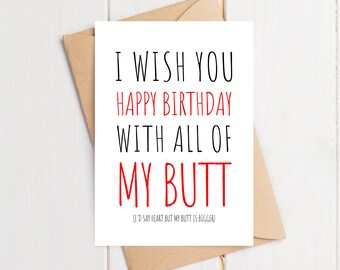 Funny Butt Birthday Card - Etsy