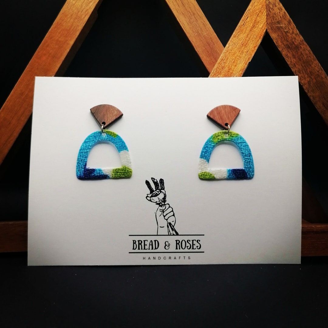 Retro Chic Recycled Vintage Fabric Cutout Arch Earrings - Etsy