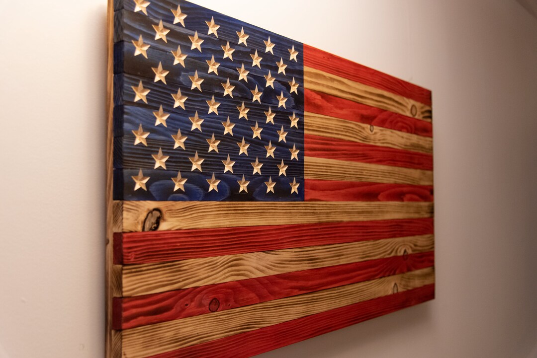 AMERICAN WOOD FLAG, Large | Gift for Him, 5th Anniversary, Rustic Home ...