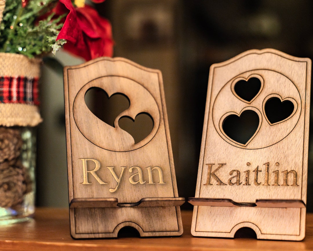 Valentine Gift Cell Phone Stand, Personalized Phone Holder, Wood Cell ...