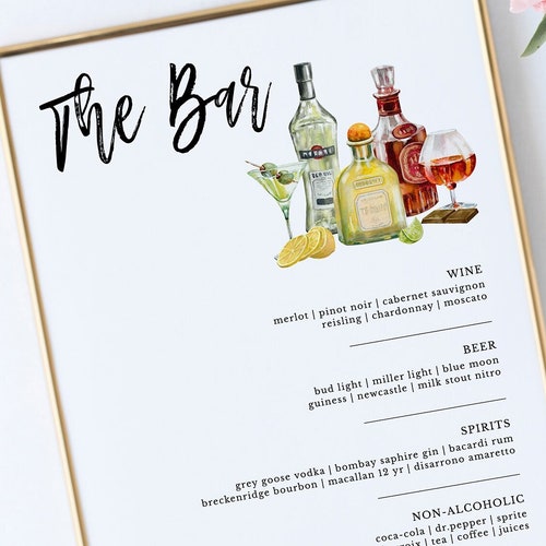Printable Bar Menu Template Download Signature Cocktails Sign - Etsy