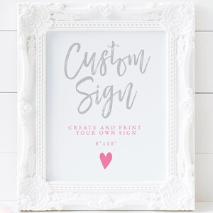 Printable Custom Sign Template, Minimalist Pink and Grey Custom Sign ...
