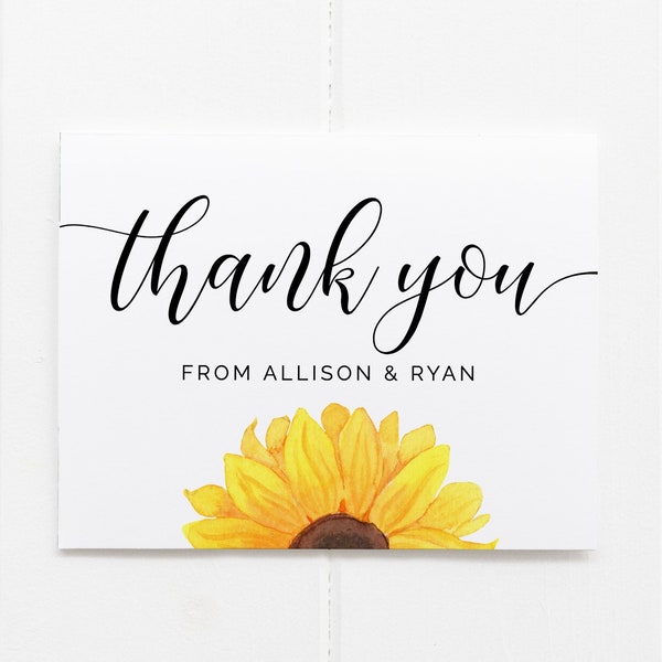 Sunflower Thank You Template - Etsy