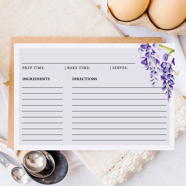 Purple Recipe Card - Etsy