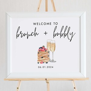 Brunch and Bubbly Welcome Sign Template, Printable Bridal Shower Brunch ...