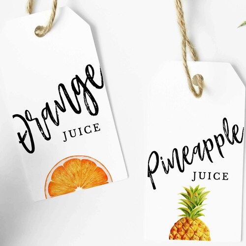 Watercolor Fruit Mimosa Juice Tags Template Download | Etsy