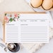 Floral Recipe Card Printable Template, Bridal Shower Recipe Card Insert ...