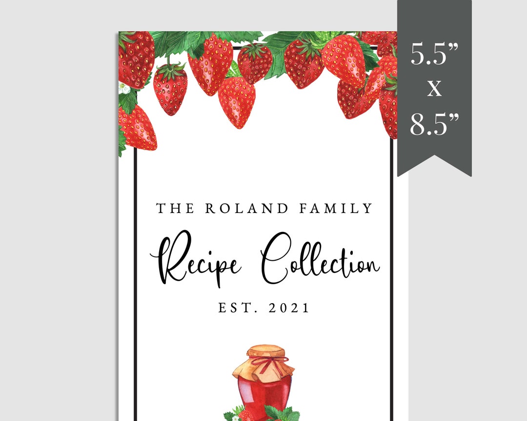 Strawberries Jam Half Size Recipe Cookbook Template, Family Recipe ...