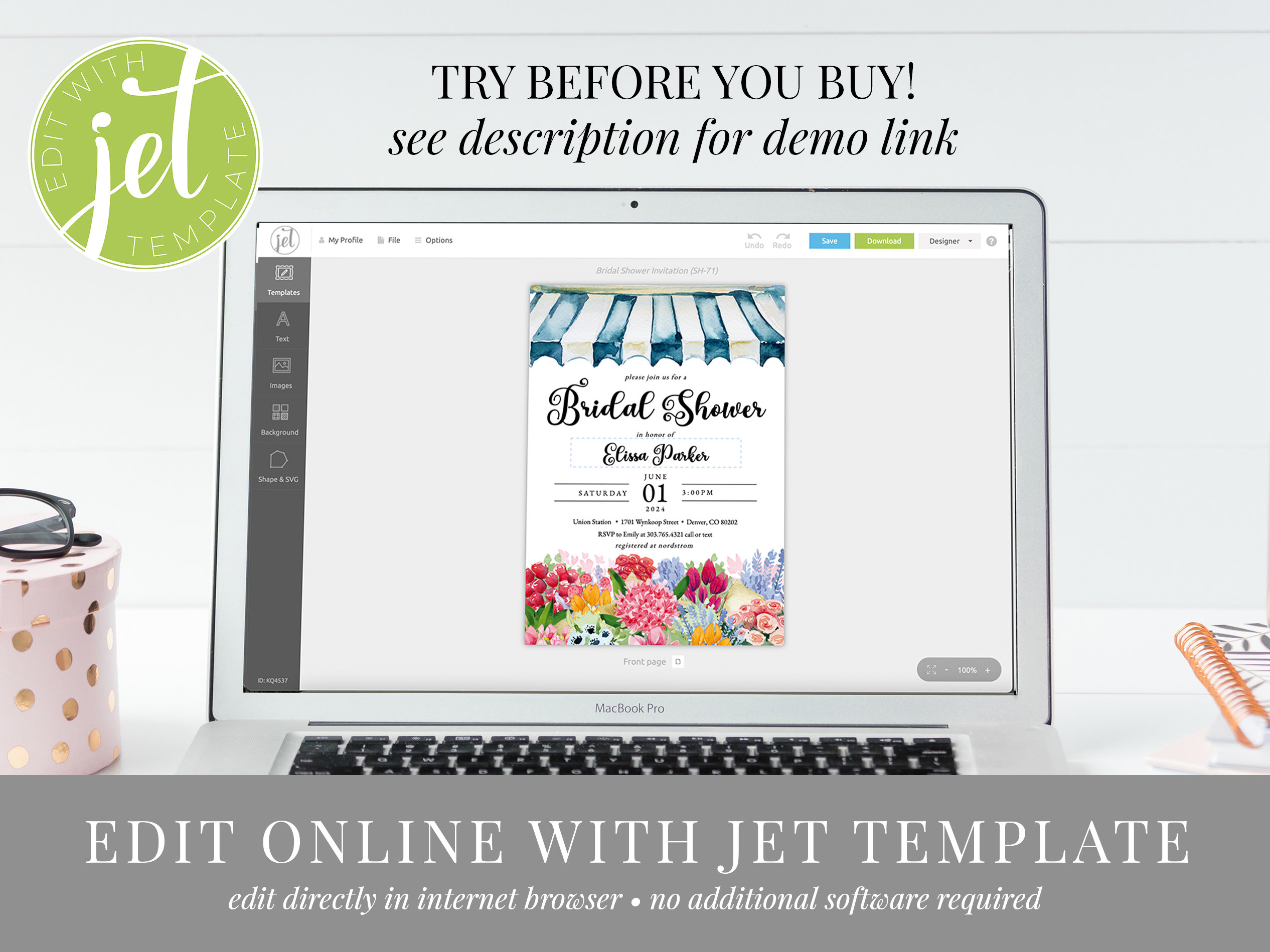 Flower Shop Bridal Shower Invitation Template Printable - Etsy