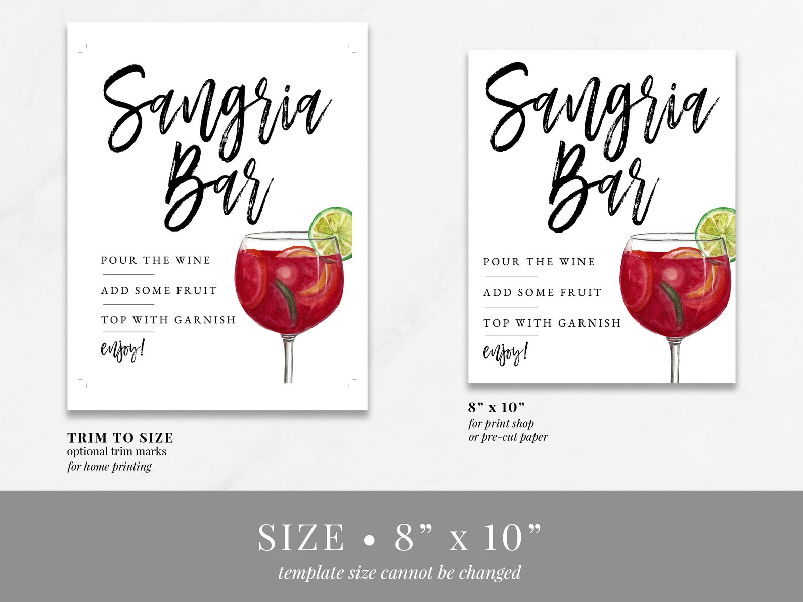Sangria Bar Sign Template, Bridal Shower Printable Sangria Bar Sign ...