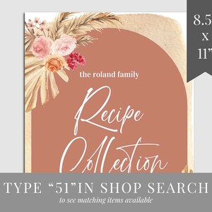Boho Pampas Grass Recipe Book Template Download, Printable Cookbook ...