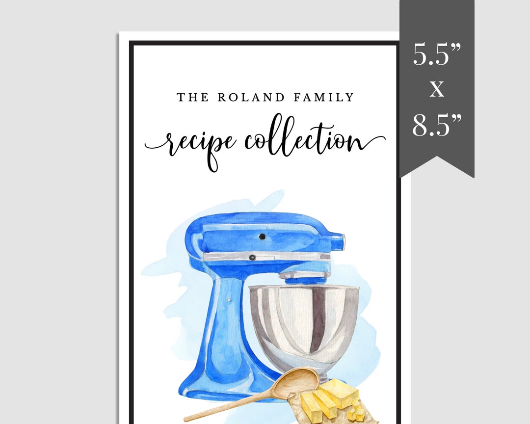 Blue Half Size Recipe Template, Printable Mini Recipe Book Template ...