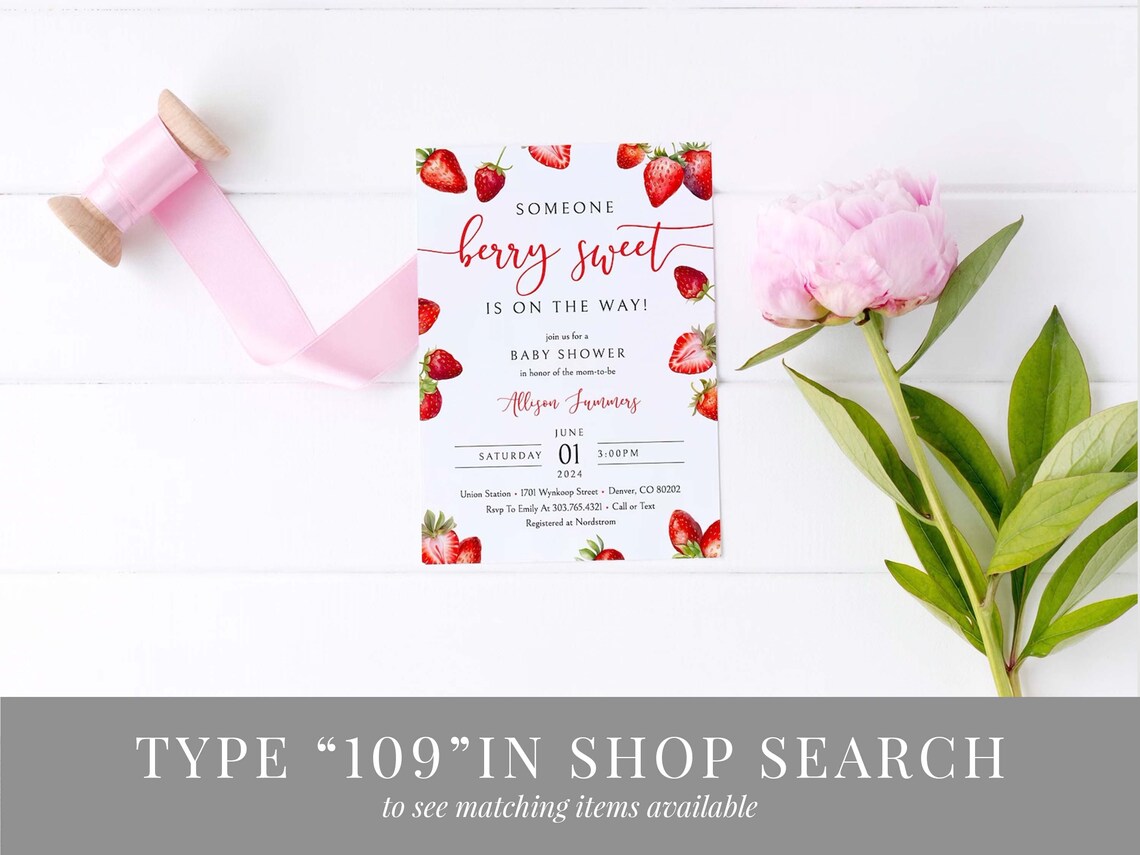 Berry Sweet Strawberry Baby Shower Bingo Game Download, Printable 50 ...