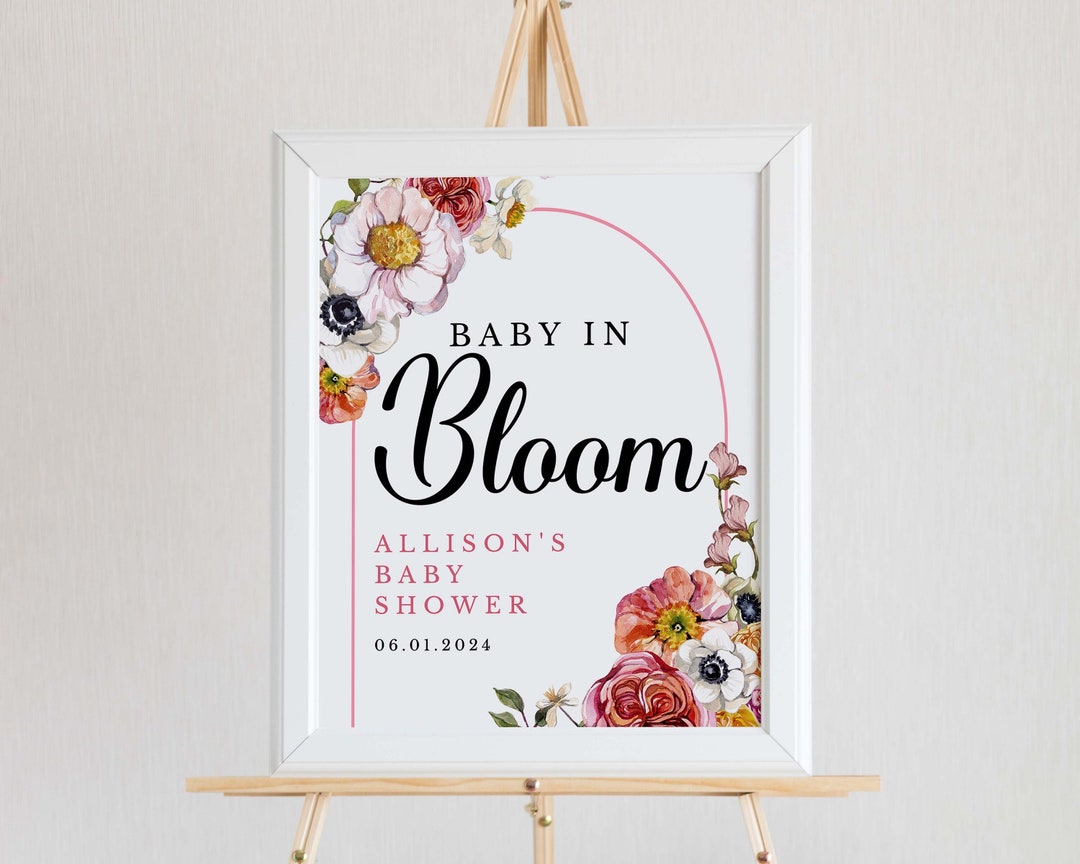 Baby in Bloom Baby Shower Welcome Sign Download, Printable Girl Baby ...