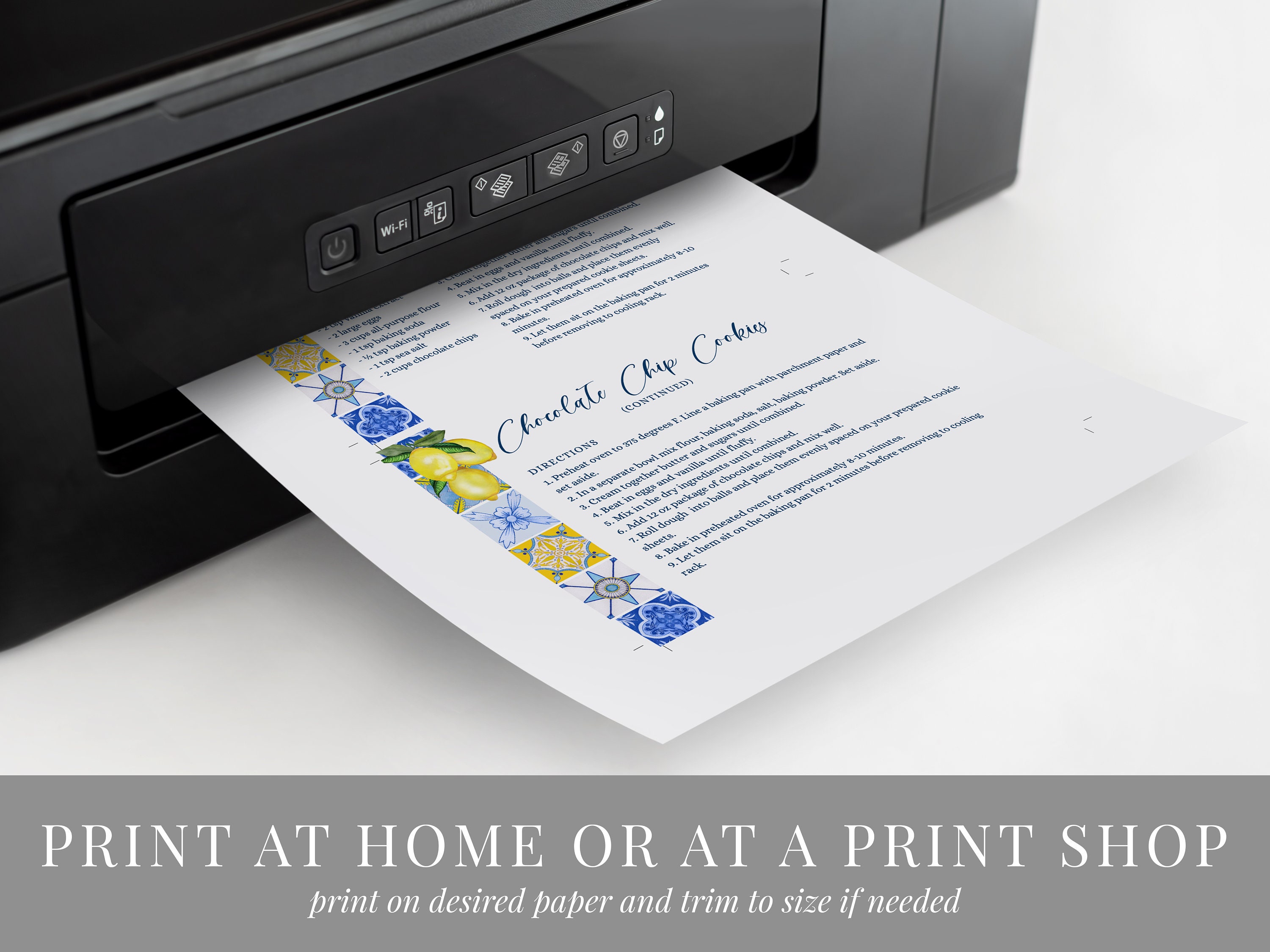 Mediterranean Tiles Recipe Card Template, Spanish Tiles Lemon Recipe ...