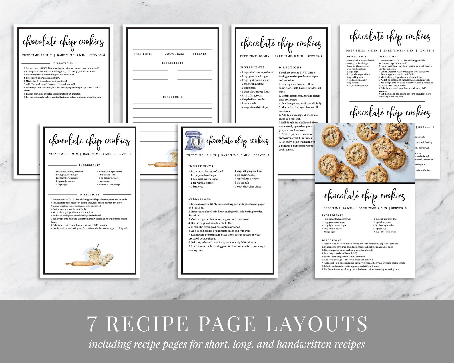 Navy Half Size Recipe Template Printable Mini Recipe Book - Etsy