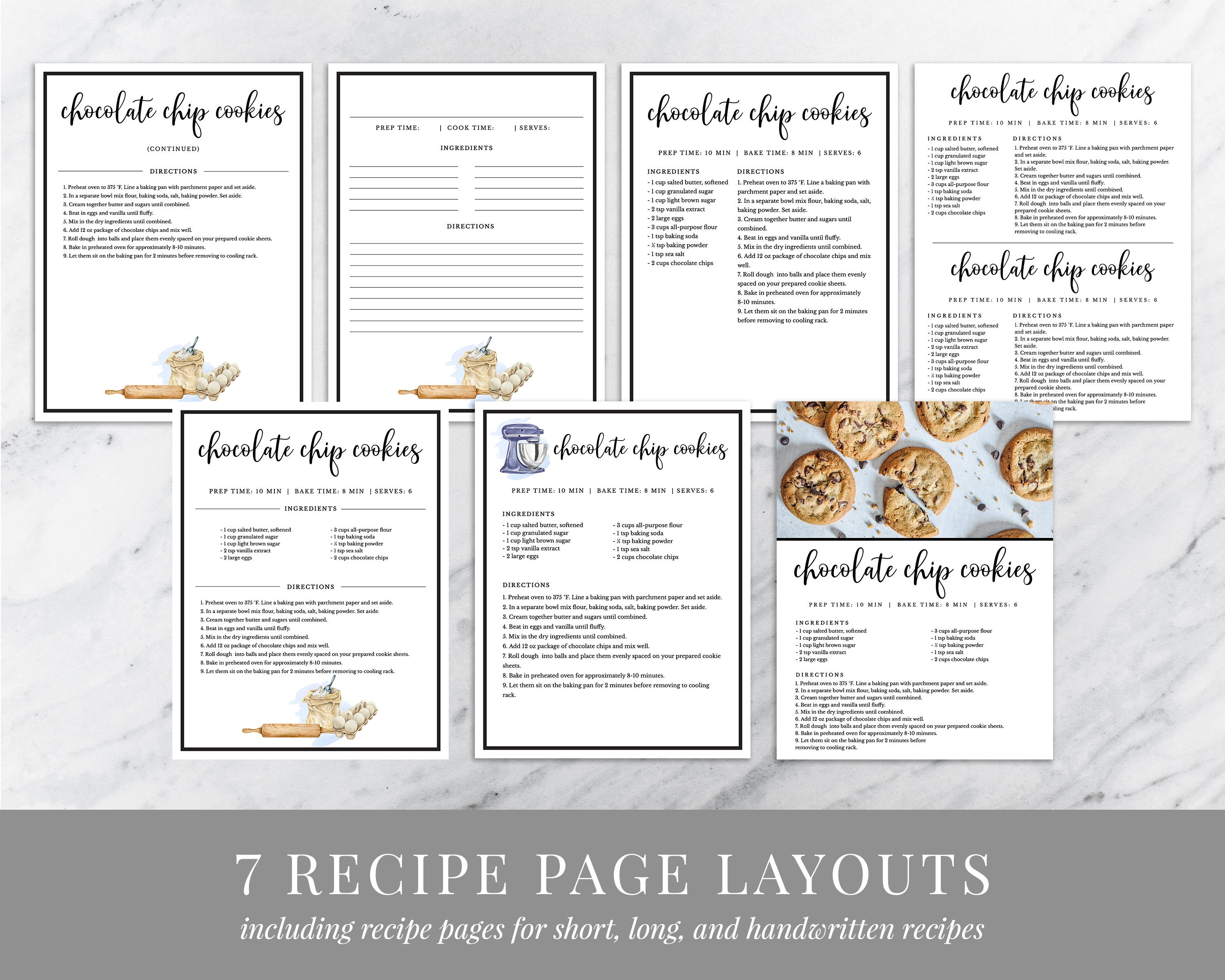 Navy Printable Recipe Book Template, Cookbook Template, Family Recipe ...