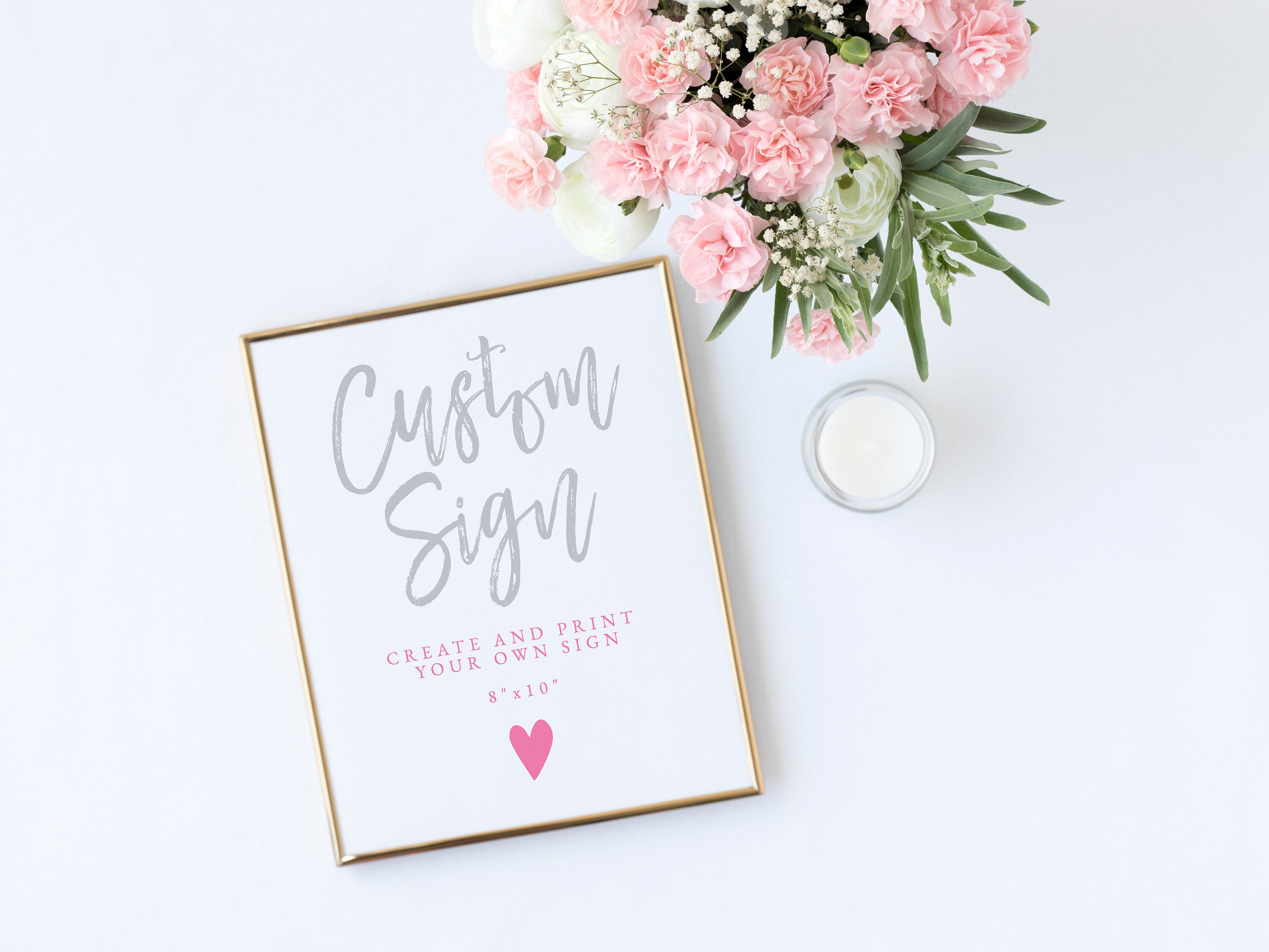 Printable Custom Sign Template Minimalist Pink and Grey | Etsy