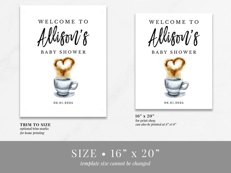 A Baby is Brewing Coffee Baby Shower Welcome Sign Template - Etsy