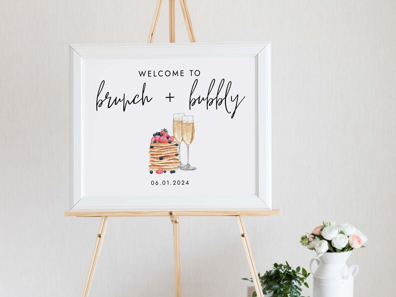 Brunch and Bubbly Welcome Sign Template Printable Bridal - Etsy