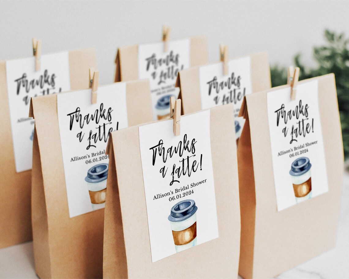 Thanks a Latte Gift Tag Template Bridal Shower Favor Tag - Etsy