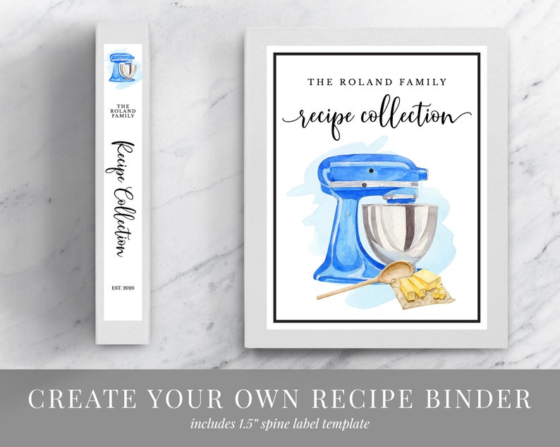 Blue Mixer Recipe Book Template Download, Printable Recipe Page ...