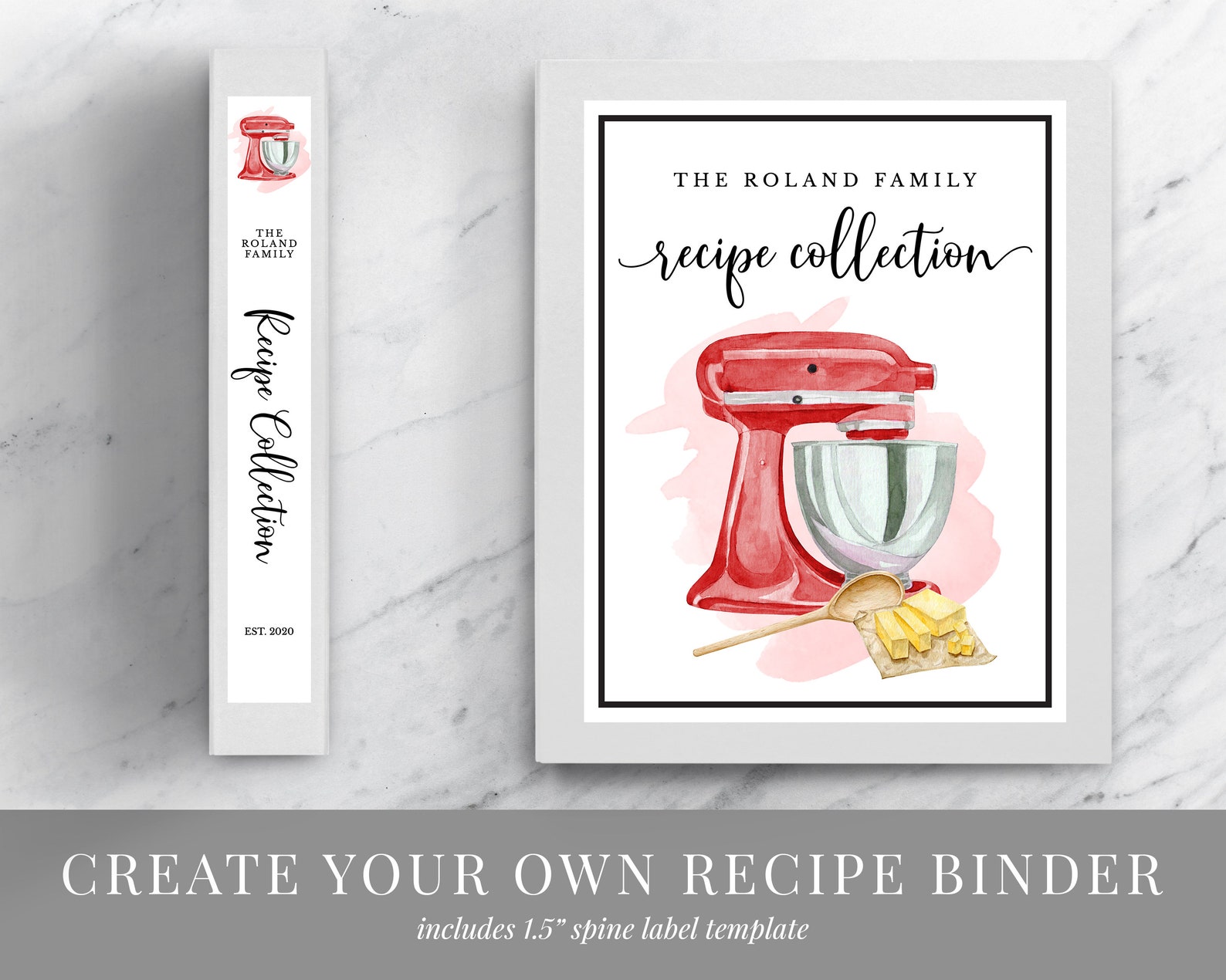 Red Mixer Recipe Book Printable, DIY Recipe Template Download ...