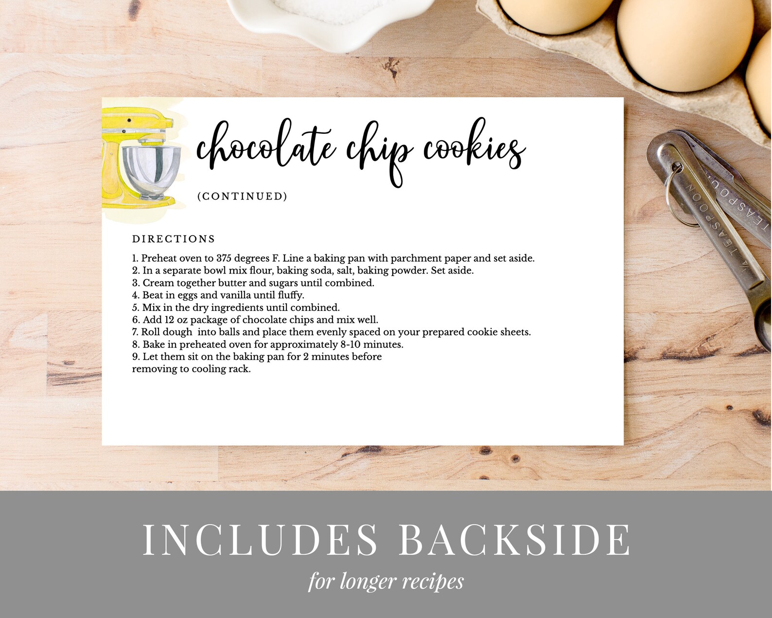 Yellow Mixer Recipe Card Template, Printable Bridal Shower Recipe Card ...