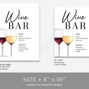 Wine Bar Sign Template, Printable Wedding Bridal Shower Drink Station ...