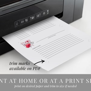 Printable Pink Floral Watercolor Recipe Card With Lines, Blank Recipe ...