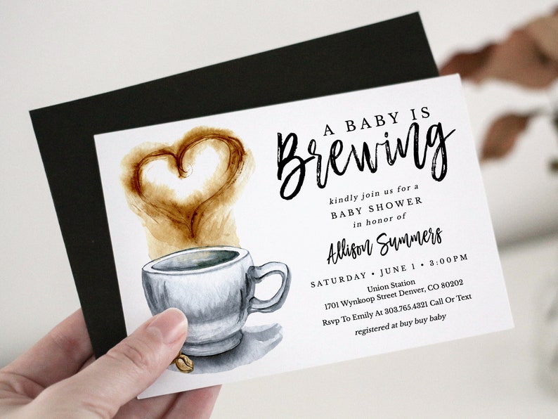 A Baby is Brewing Coffee Themed Baby Shower Invitation - Etsy