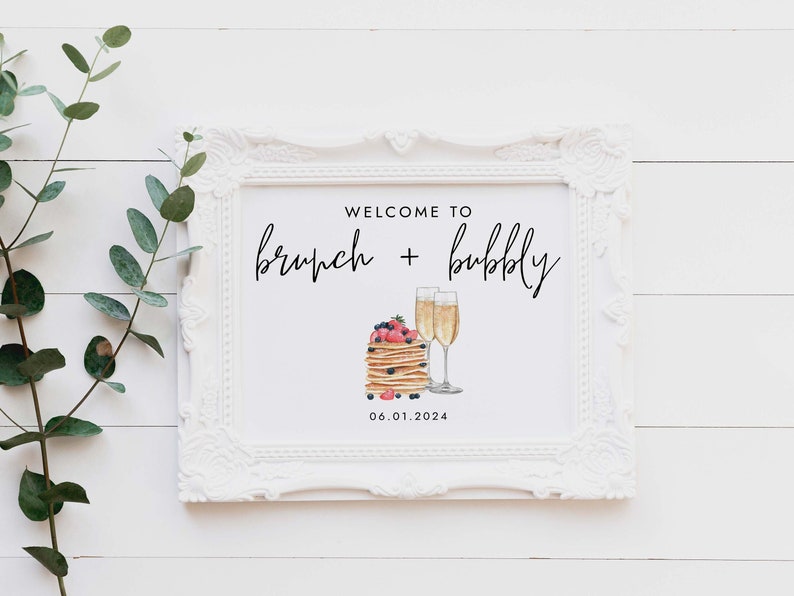 Brunch and Bubbly Welcome Sign Template Printable Bridal - Etsy