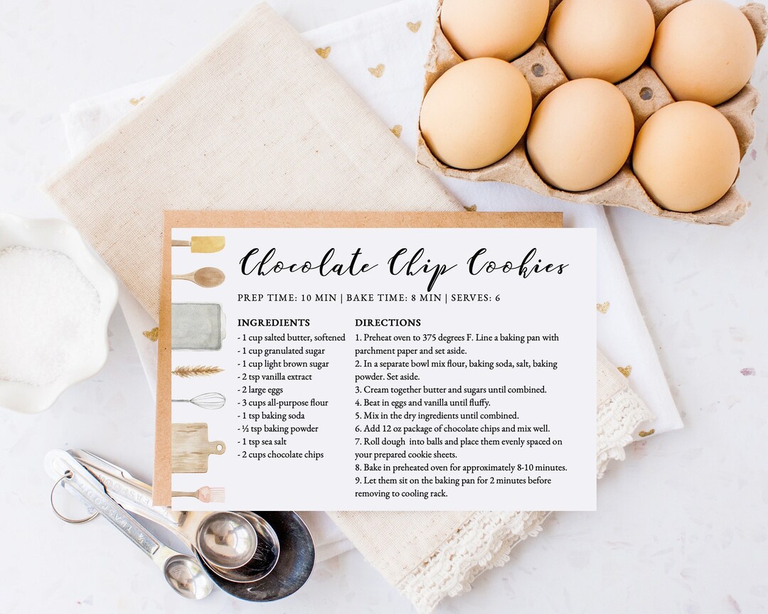 Kitchen Utensils Recipe Card Template Download, Printable Baking Recipe ...
