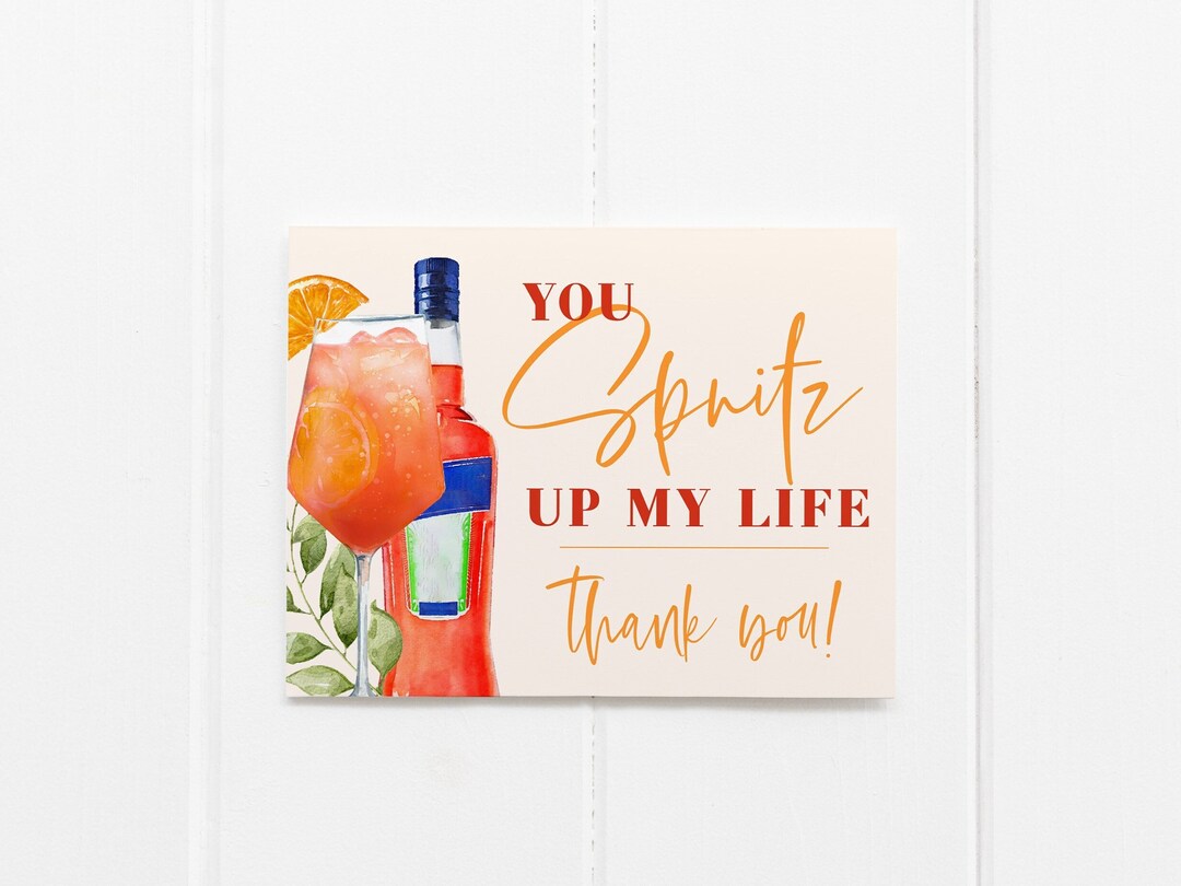 You Spritz up My Life Thank You Card Download, Printable Drink Spritz ...