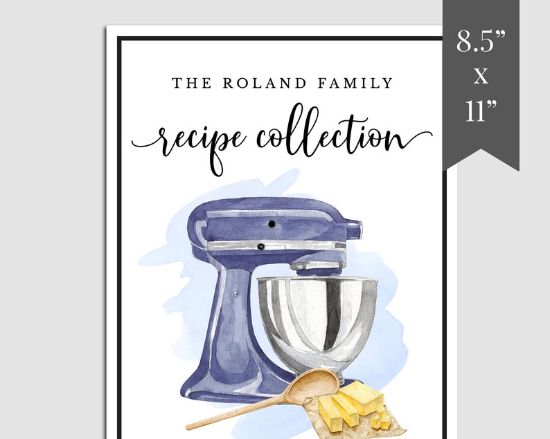 Navy Printable Recipe Book Template Cookbook Template Family - Etsy