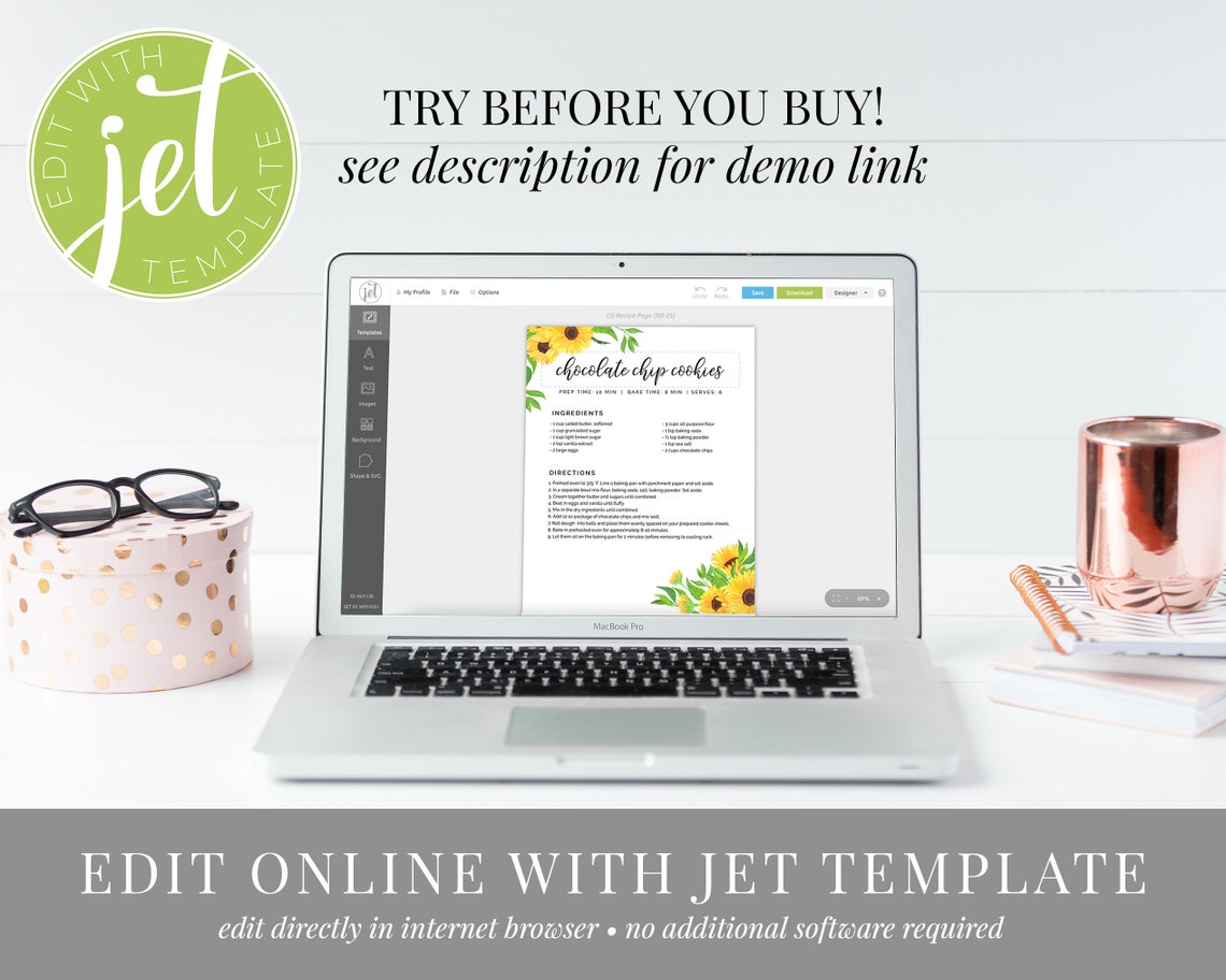 Printable Sunflower Recipe Book Template Download, Recipe Template ...
