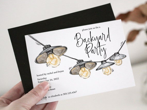 Backyard Party Invitation Template Backyard Barbecue BBQ - Etsy