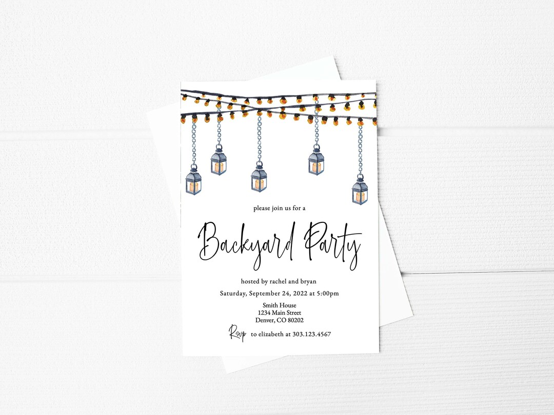 Backyard Party Housewarming Invitation Template, Backyard Barbecue BBQ ...