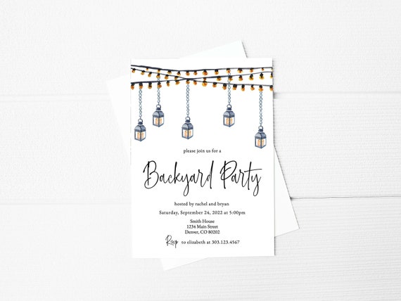 Backyard Party Housewarming Invitation Template Backyard - Etsy
