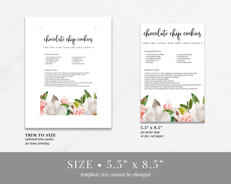 Mini Half Size Recipe Book Template Printable Mini Recipe - Etsy