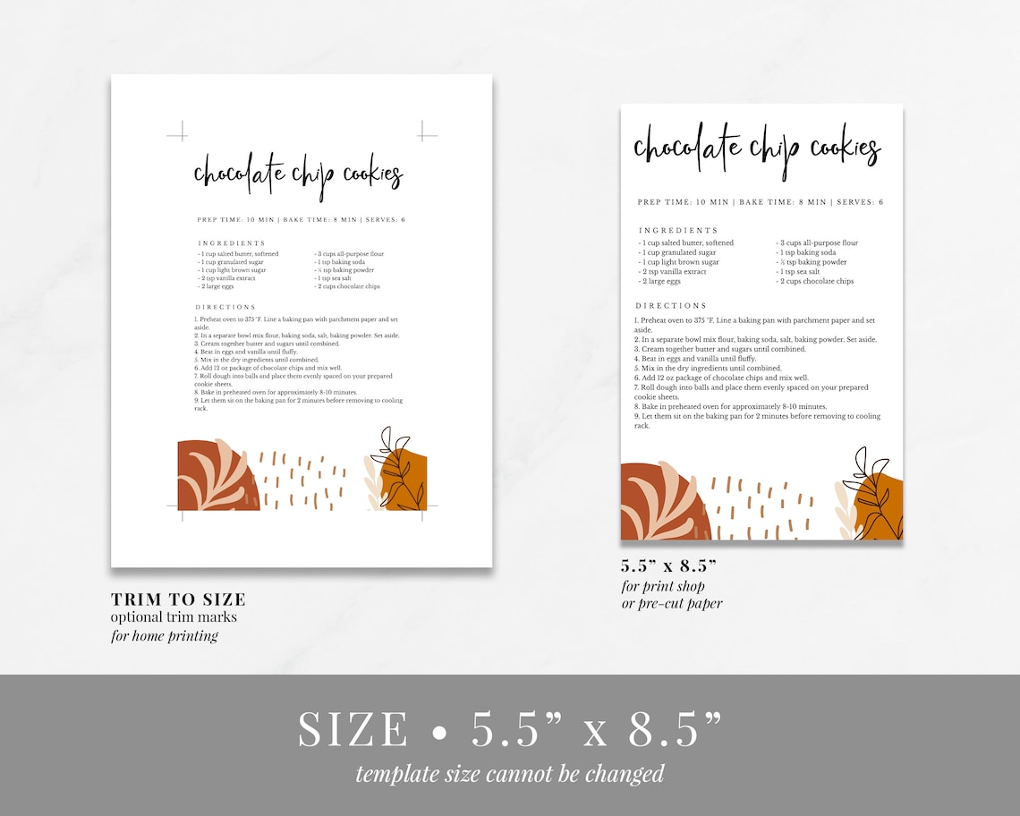 Earth Tones Mini Recipe Book Printable Half Size Recipe Book - Etsy