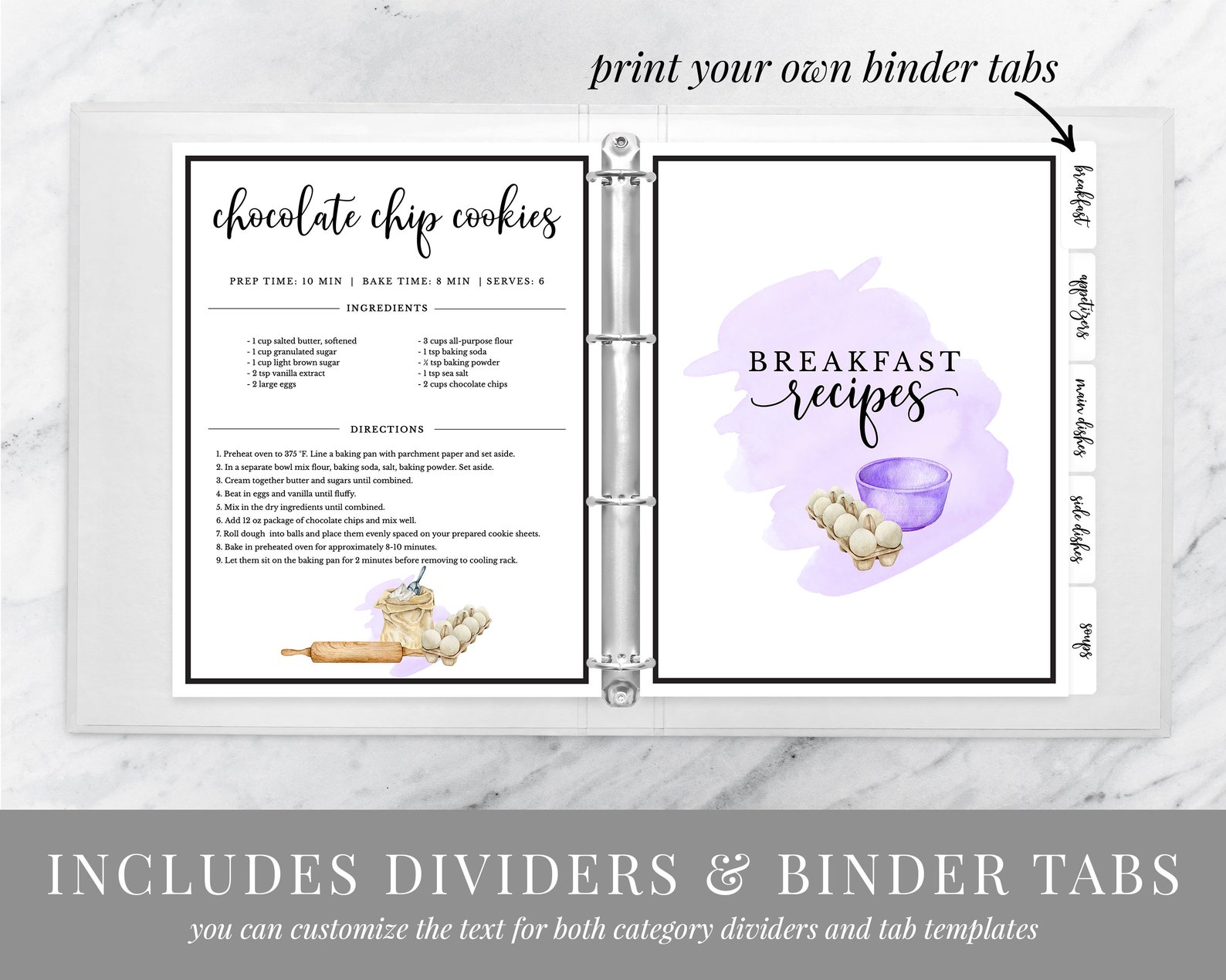 Purple Mixer Recipe Book Printable Cookbook Template - Etsy
