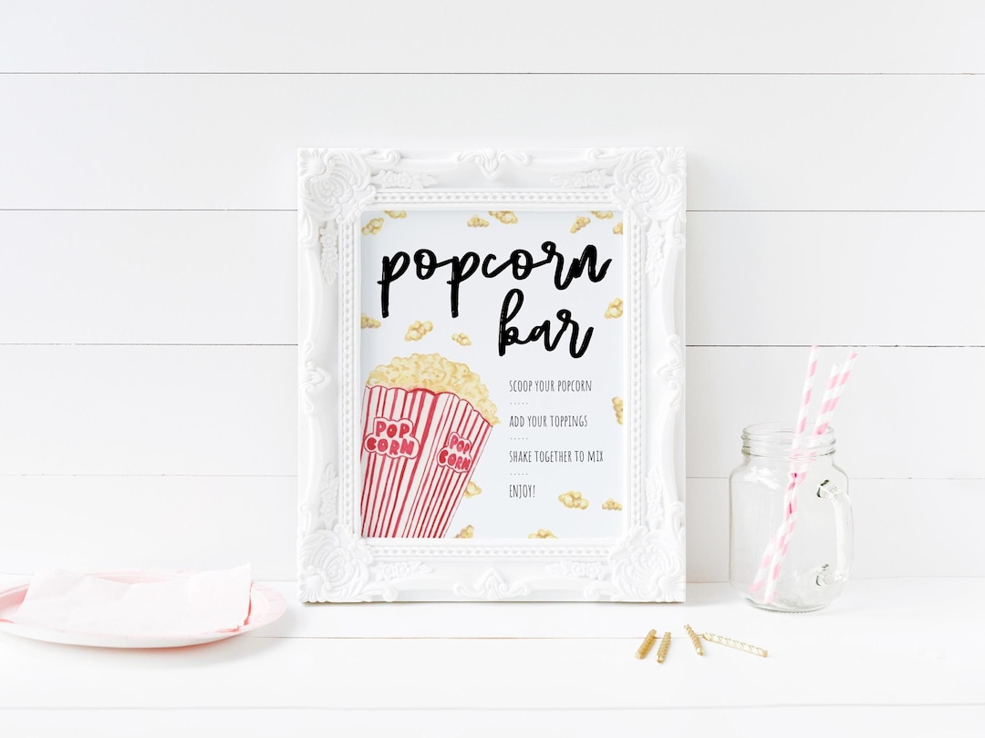 Popcorn Bar Sign Template Download, Printable Popcorn Bar Sign, Treat ...