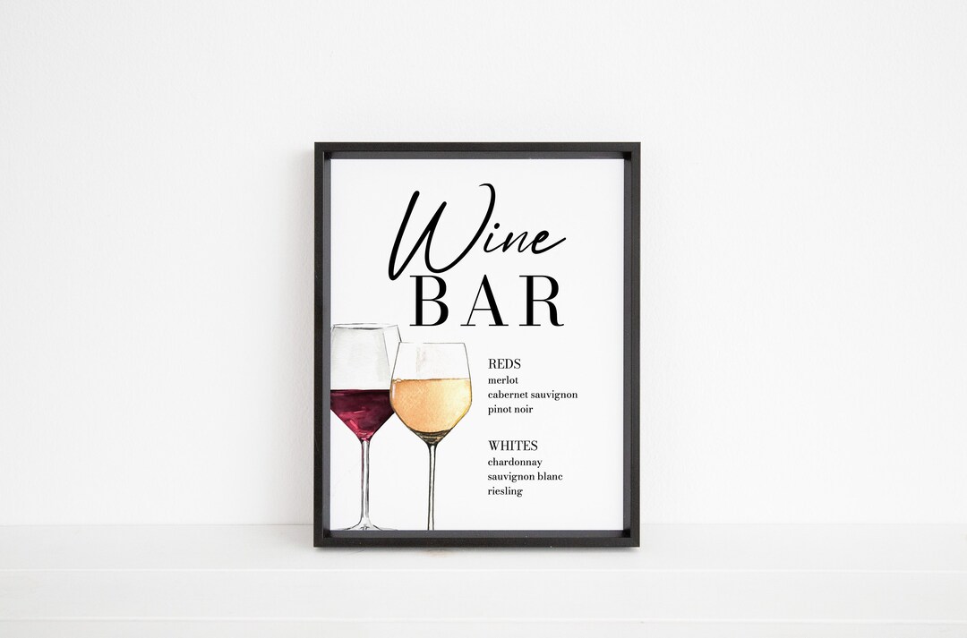 Wine Bar Sign Template, Printable Wedding Bridal Shower Drink Station ...