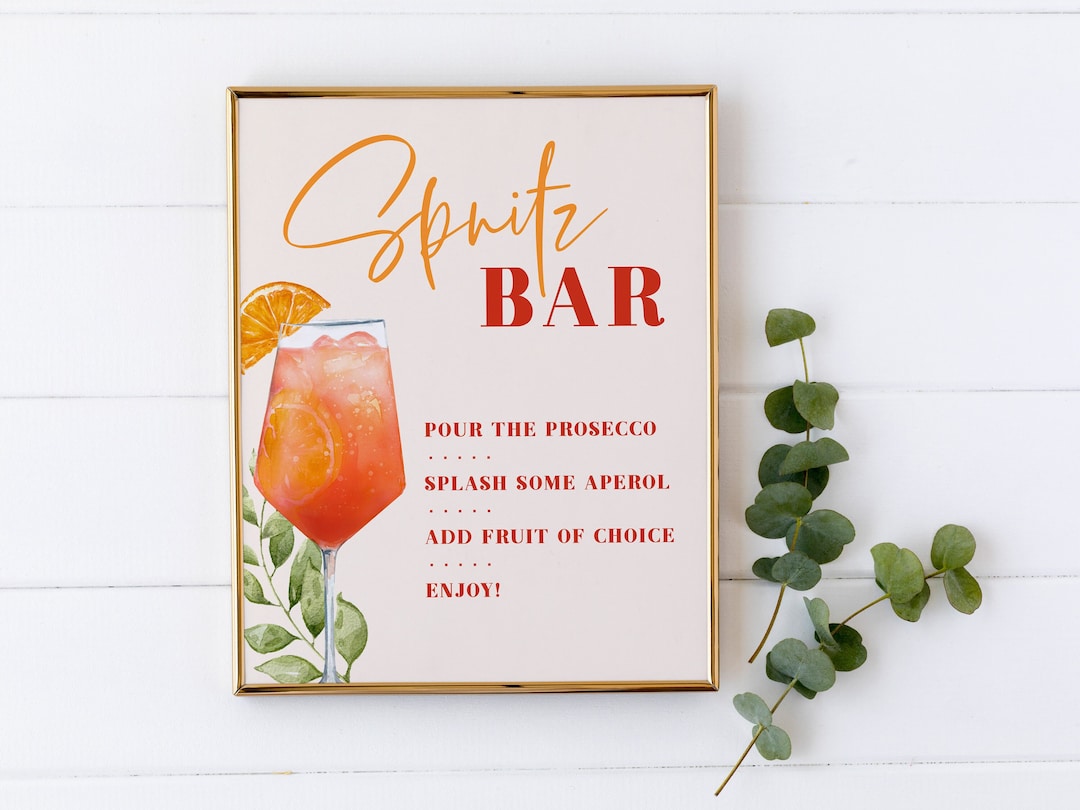 Spritz Bar Sign Template, Printable Spritz Bar Sign Download, Love at ...