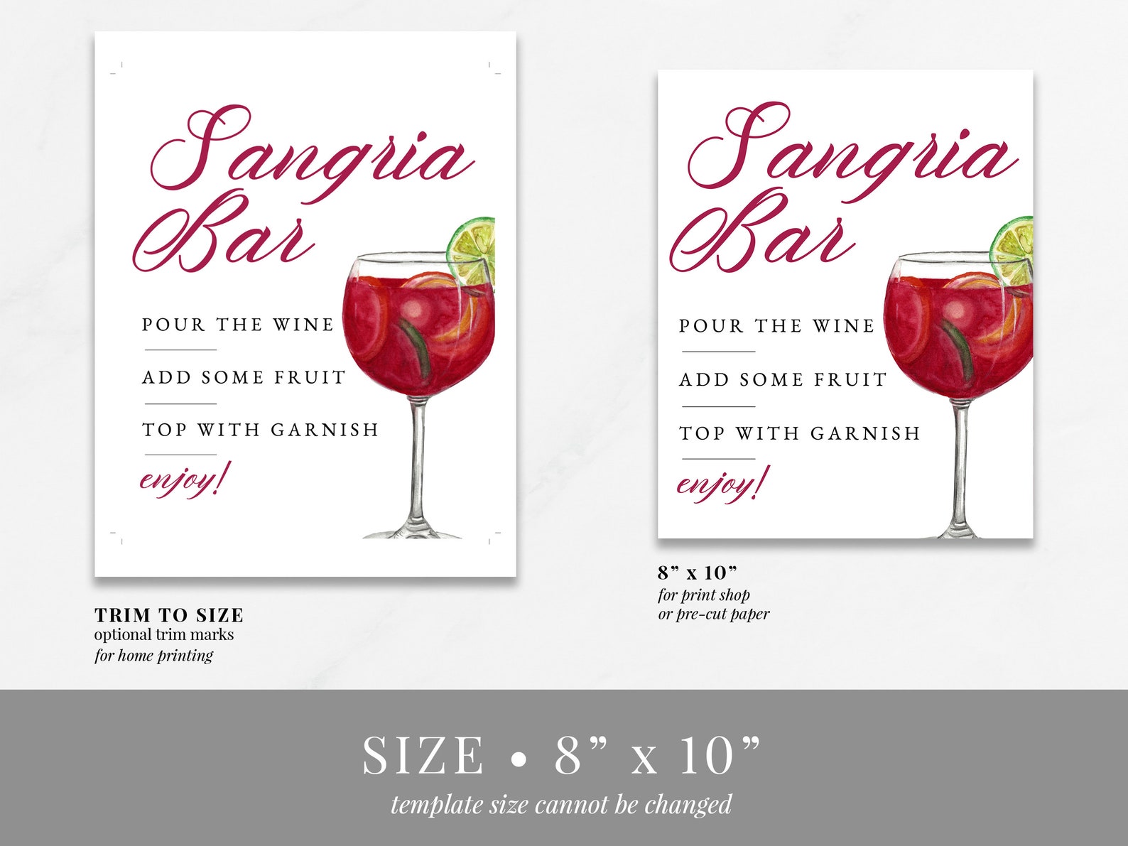 Sangria Bar Sign Template Printable Wine Sangria Bar Sign - Etsy