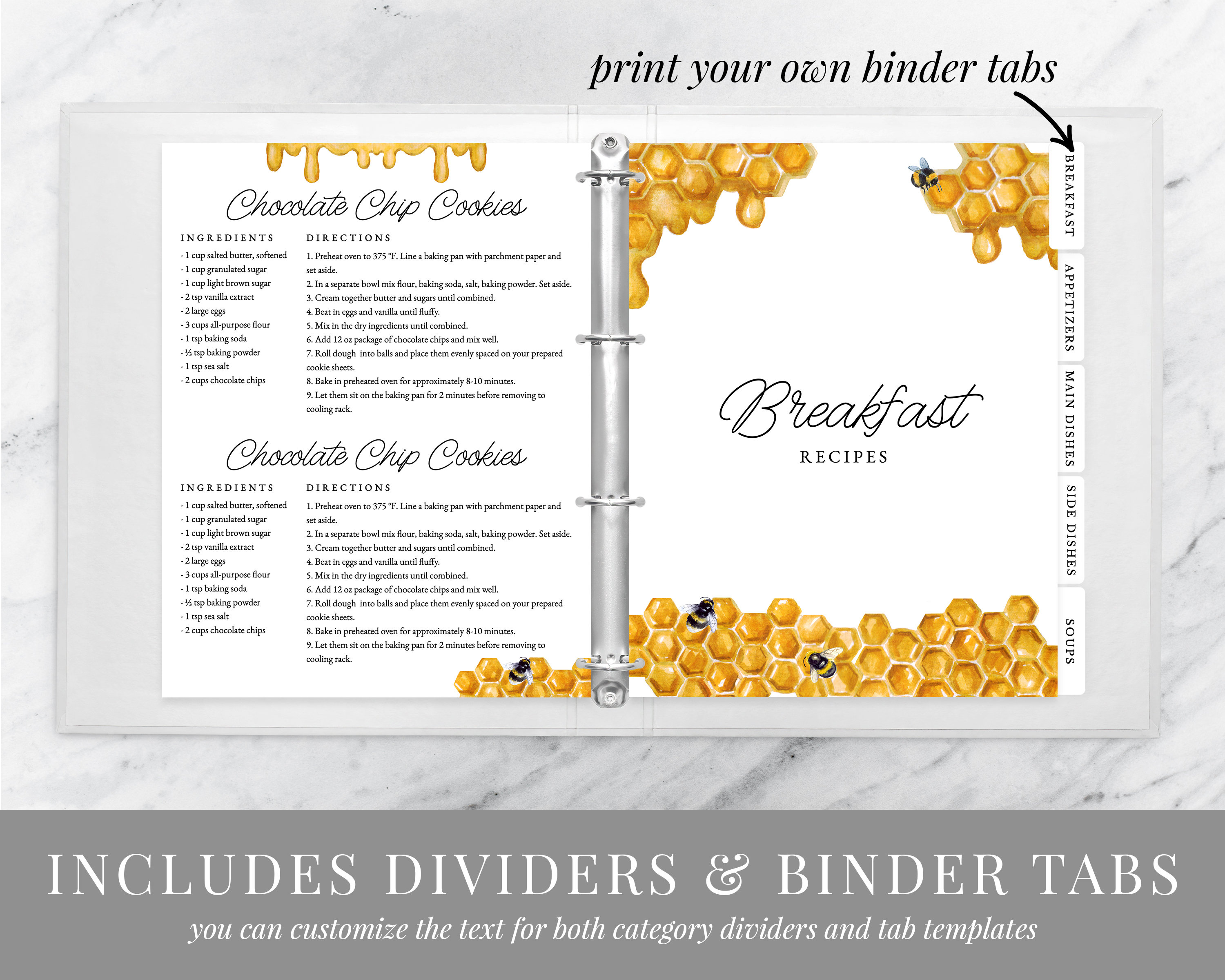 Honey Bee Recipe Book Template Download Printable Recipe | Etsy