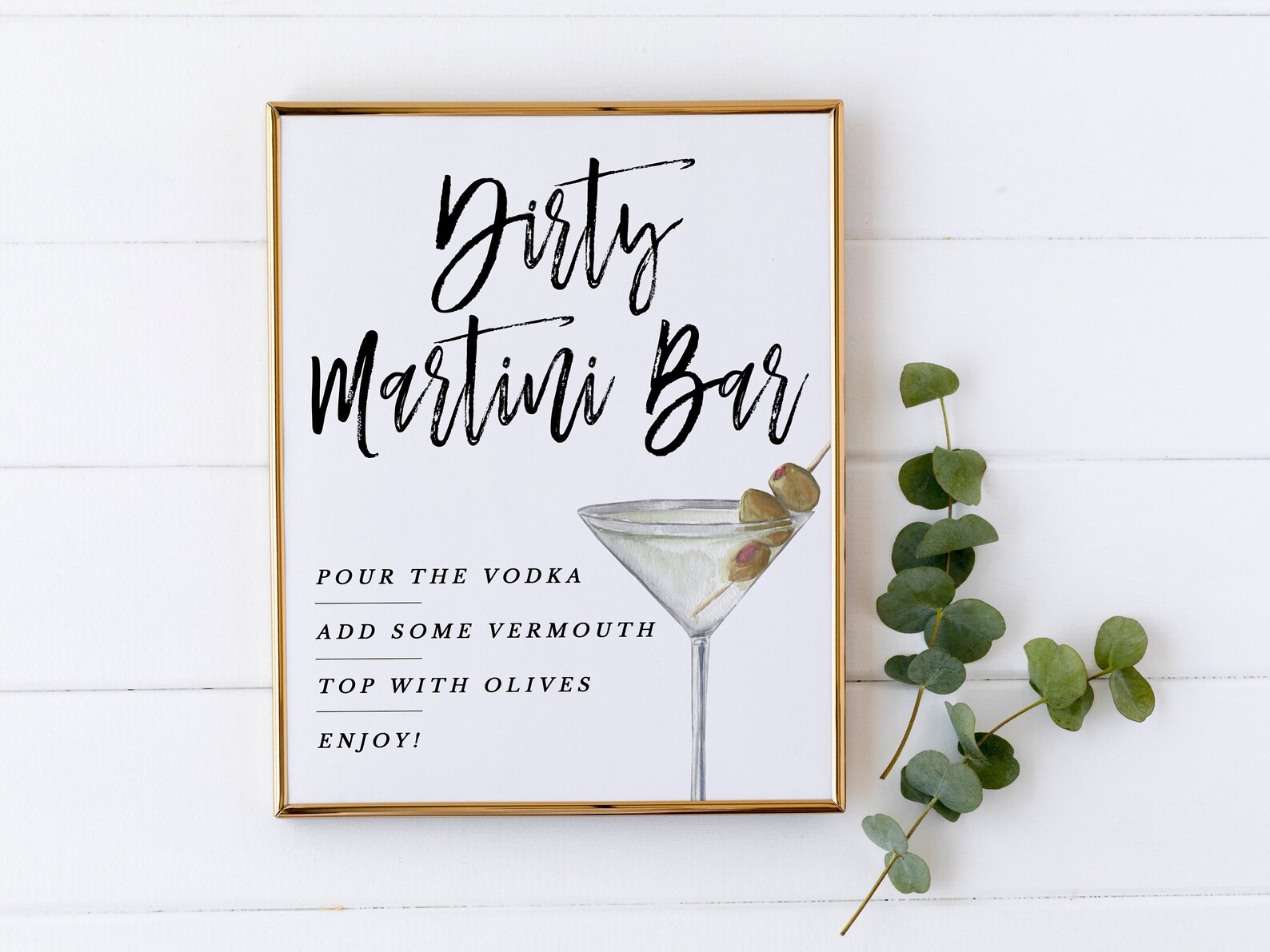 Bridal Shower Dirty Martini Bar Sign Template, Printable Wedding ...