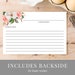 Floral Recipe Card Printable Template, Bridal Shower Recipe Card Insert ...
